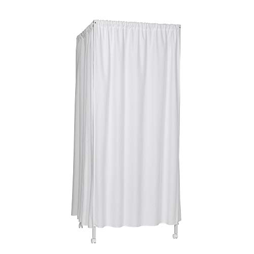 Don't Look at Me - Portable Changing Room Divider - White Frame with White Fabric and Casters