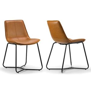 glamour home amery 19" modern faux leather dining chairs - cappuccino (set of 2)