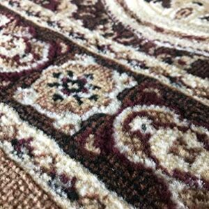 Traditional Octagon Persian Rug Beige Brown Burgundy & Black Design 520 (4 Feet X 4 Feet)