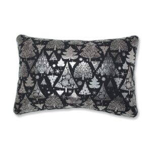 pillow perfect metallic christmas trees decorative lumbar pillow, 11.5" x 18.5", grey