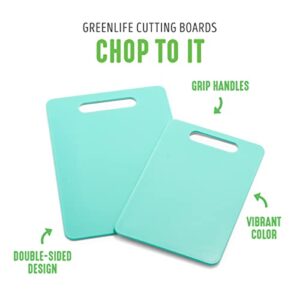 GreenLife 2 Piece Cutting Board Kitchen Set, Dishwasher Safe, Extra Durable, Turquoise, 13.6 x 9.5 x 0.4 inches