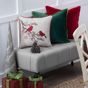 Pillow Perfect Christmas Cardinal Decorative Throw Pillow, 17", Green