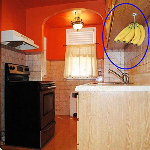 One Banana Hanger Banana Hook Banana Organizer (Stainless Steel) Under Cabinet Hook Rack for Bowl Basket Stand Holder Bananas or Heavyweight Kitchen Items. - Screws Included. - No Banana