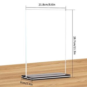 [5 Pack] 8.5 x 11 inch Office Table Sign Display Holder, Attom Tech T-Shape Black Base Portrait-Style Double-Sided Menu Display, Slant Ad Photo Frame Brochure Holder, Clear Acrylic 8.5 x 11 inches