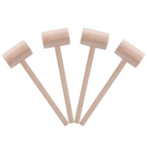 wood crab mallets seafood shellfish lobster cracker hardwood natural hammers, set of 4