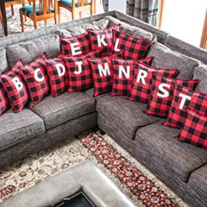 Pillow Perfect Buffalo Plaid Initial A Decorative Throw Pillow, 17", Red/Black/Off White