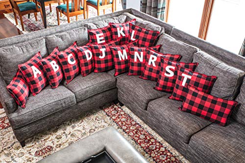 Pillow Perfect Buffalo Plaid Initial A Decorative Throw Pillow, 17", Red/Black/Off White