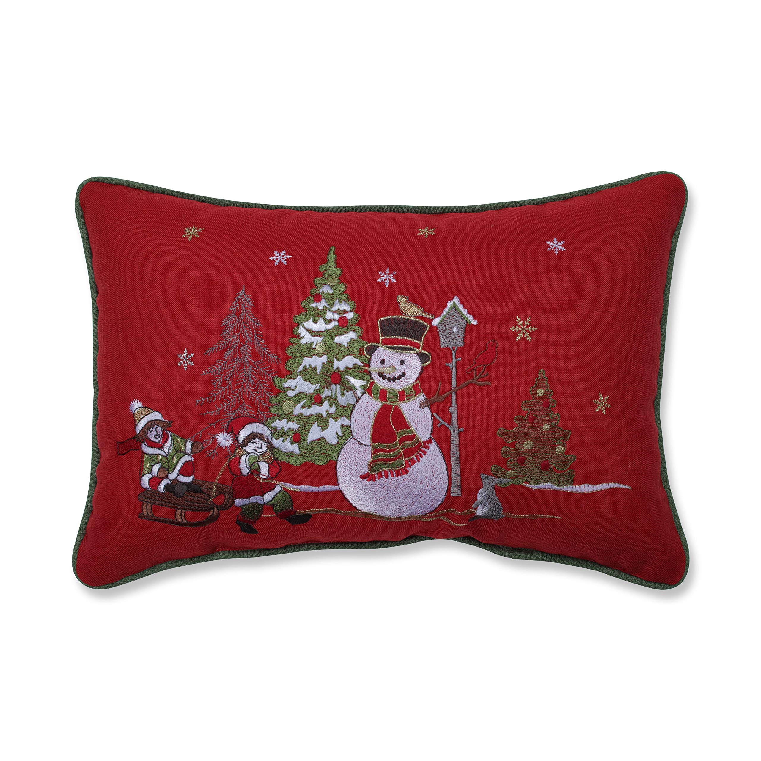 Pillow Perfect Christmas Frosty Scene Decorative Lumbar Pillow, 1 Count (Pack of 1), Green