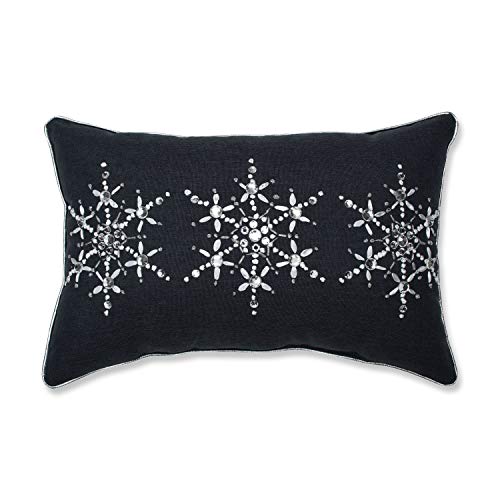 Pillow Perfect Jeweled Christmas Snowflake Decorative Lumbar Pillow, 1 Count (Pack of 1), Grey