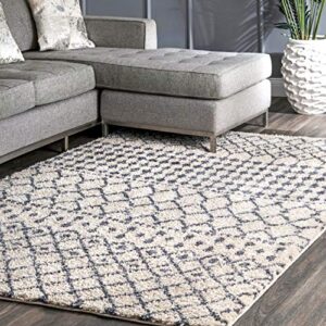 nuloom barbara moroccan area rug, 6' 7" x 9', beige