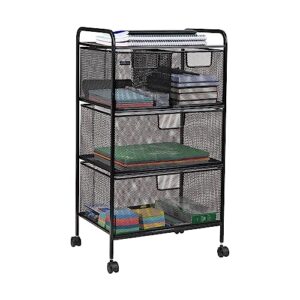 mind reader 4drmesh-blk rolling cart, black