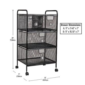 Mind Reader 4DRMESH-BLK Rolling Cart, Black