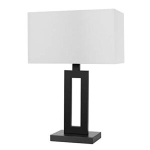 globe electric 67045 20" table lamp, matte black, white linen shade, on/off socket rotary switch, table lamp for living room, home décor, lamps for bedrooms, room décor, home improvement