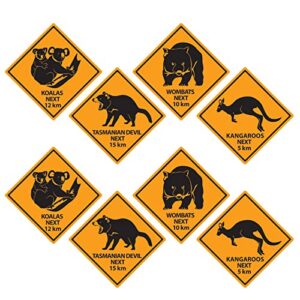 beistle outback road sign cutouts 8 piece, 17", multicolor