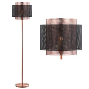 jonathan y jyl6107a tribeca 60.5" metal led floor lamp, contemporary, modern, transitional, office, living room, family room, dining room, bedroom, hallway, foyer, copper/black