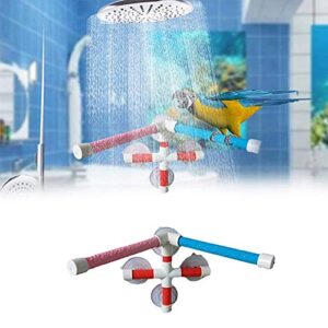 Hypeety Portable Suction Cup Bird Window and Shower Perch Toy for Bird Parrot Macaw Cockatoo African Greys Budgies Parakeet Bath Double Stand Perch Toy