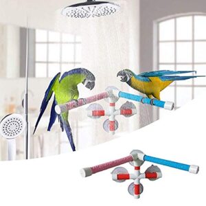 Hypeety Portable Suction Cup Bird Window and Shower Perch Toy for Bird Parrot Macaw Cockatoo African Greys Budgies Parakeet Bath Double Stand Perch Toy