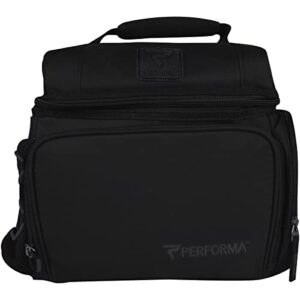 PERFORMA Meal Prep Matrix 6 Meal Cooler Bag - Organized and Insulated 6 Lunch Prep Bag with Two Ice Packs and Shoulder Strap To Accommodate Your Daily Meal Prepping (Black)