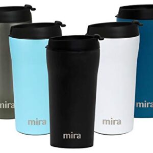 MIRA 16 oz Stainless Steel Insulated Travel Mug with lid - Spill Proof Vacuum Insulated Car Tumbler Cup for Coffee & Tea - Thermos Keeps Drinks Steaming Hot or Ice Cold - Black