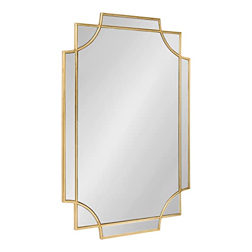 Kate and Laurel Minuette Decorative Rectangle Frame Wall Mirror in Gold Leaf, 24x35.5 Inches