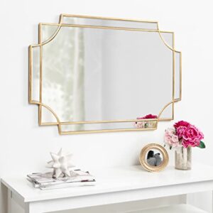 Kate and Laurel Minuette Decorative Rectangle Frame Wall Mirror in Gold Leaf, 24x35.5 Inches