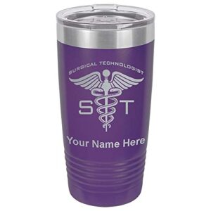 lasergram 20oz vacuum insulated tumbler mug, st surgical technologist, personalized engraving included (dark purple)