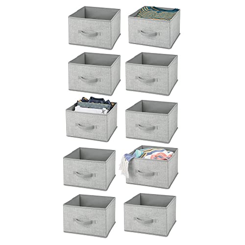 mDesign Fabric Bin for Cube Organizer - Foldable Cloth Storage Cube - Collapsible Closet Storage Organizer - Folding Storage Bin for Clothes and More - Lido Collection - 10 Pack - Gray