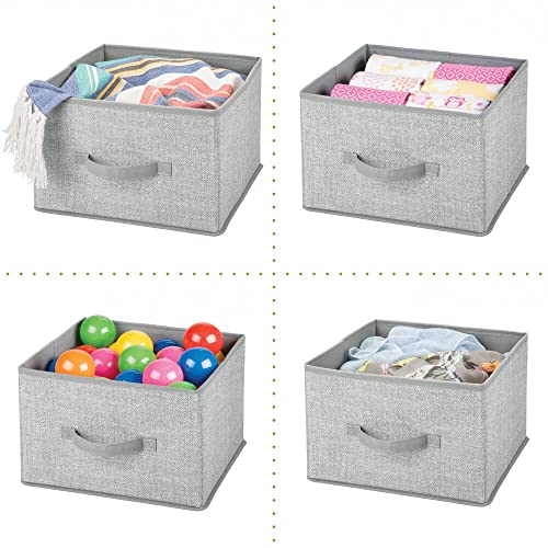 mDesign Fabric Bin for Cube Organizer - Foldable Cloth Storage Cube - Collapsible Closet Storage Organizer - Folding Storage Bin for Clothes and More - Lido Collection - 10 Pack - Gray