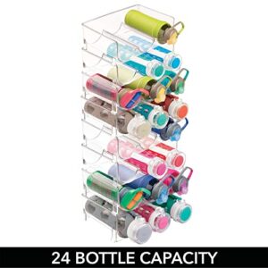 mDesign Stackable Plastic 3 Bottle Refrigerator Wine Rack - Kitchen Storage Organizer for Champagne, Wine or Water Bottles - Stacking Wine Organizer for Fridge - Ligne Collection - 8 Pack - Clear