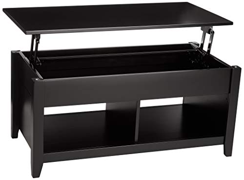 Amazon Basics Lift-Top Storage Rectangular Coffee Table, Black, 40 in x 18 in x 19 in