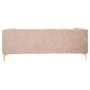 safavieh couture home florentino glam pale mauve and gold tufted sofa