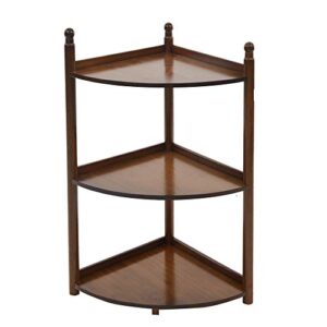 luckyermore corner display shelf storage rack 3 tier bamboo free standing l corner shelves units organizer for bathroom living room indoor plant stand, espresso