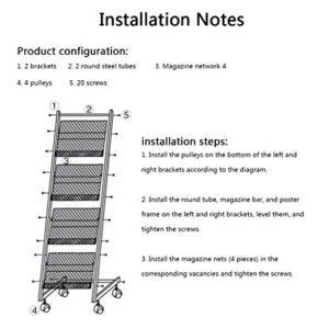 Magazine & Newspaper Baskets Information Rack Newspaper Rack Magazine Rack Magazine Rack Storage Book Rack Metal Iron Floor Universal Wheel Mobile Propaganda Display Stand Shelf Baskets