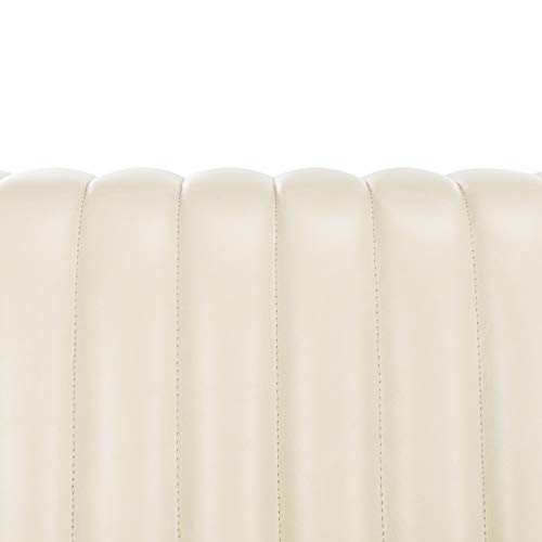 Safavieh Couture Home Carmina Modern Light Beige Faux Leather and Oak Sofa