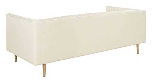 Safavieh Couture Home Carmina Modern Light Beige Faux Leather and Oak Sofa