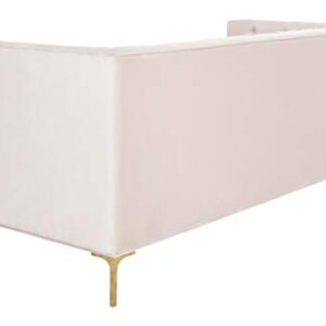 Safavieh Couture Home Vydia Glam Blush Pink Velvet and Gold Tufted Sofa