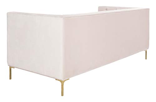 Safavieh Couture Home Vydia Glam Blush Pink Velvet and Gold Tufted Sofa