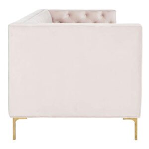 Safavieh Couture Home Vydia Glam Blush Pink Velvet and Gold Tufted Sofa