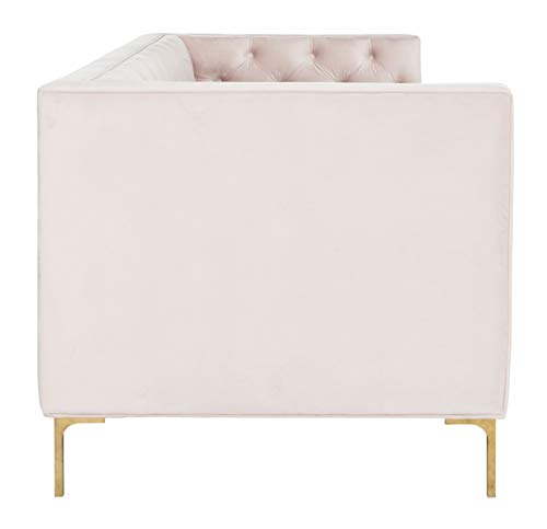 Safavieh Couture Home Vydia Glam Blush Pink Velvet and Gold Tufted Sofa