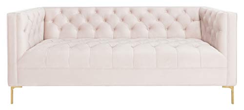 Safavieh Couture Home Vydia Glam Blush Pink Velvet and Gold Tufted Sofa