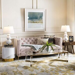 Safavieh Couture Home Vydia Glam Blush Pink Velvet and Gold Tufted Sofa