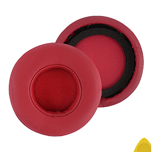 Geekria QuickFit Replacement Ear Pads for Monster Beats MIXR Headphones Earpads, Headset Ear Cushion Repair Parts (Red)