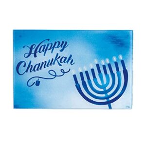 Rite Lite Sapphire Collection Hanukkah Tempered Glass Drip Tray for Menorah - Chanukah Tray Centerpiece Jewish Holiday Party Favors Gifts Judaica Home Decorations