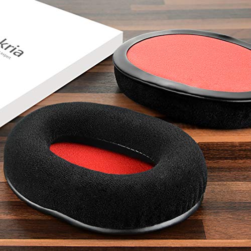 Geekria Comfort Velour Replacement Ear Pads for HyperX Cloud III Cloud 3 Cloud II Gaming Cloud Flight Cloud Flight S Cloud Stinger Cloud Alpha Alpha S Headphones Ear Cushions (Black Red)