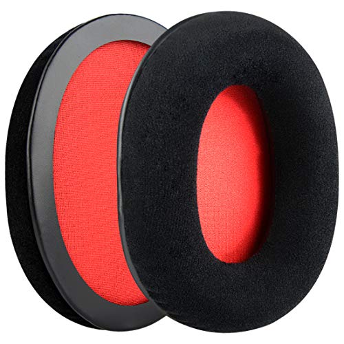 Geekria Comfort Velour Replacement Ear Pads for HyperX Cloud III Cloud 3 Cloud II Gaming Cloud Flight Cloud Flight S Cloud Stinger Cloud Alpha Alpha S Headphones Ear Cushions (Black Red)