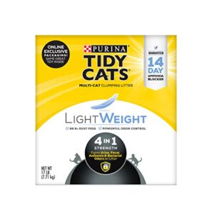 purina tidy cats multi cat, low dust, clumping cat litter, lightweight 4-in-1 strength - 17 lb. box