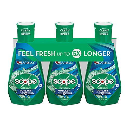 Crest Scope Outlast Mint Mouthwash 33.8 Fl Oz, 3 pk./1L