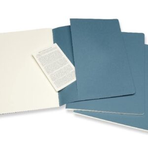 Moleskine Cahier Journal, Soft Cover, XL (7.5" x 9.5") Plain/Blank, Brisk Blue, 120 Pages (Set of 3)