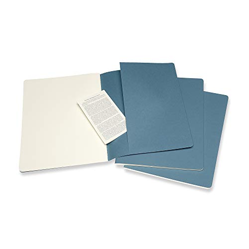 Moleskine Cahier Journal, Soft Cover, XL (7.5" x 9.5") Plain/Blank, Brisk Blue, 120 Pages (Set of 3)