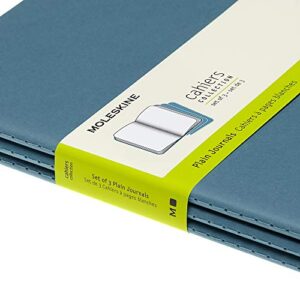 Moleskine Cahier Journal, Soft Cover, XL (7.5" x 9.5") Plain/Blank, Brisk Blue, 120 Pages (Set of 3)